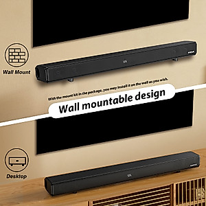 Sound Bars for TV, KMOUK Sound Bar with Built-in Dual Subwoofers, Soundbar with 6 Speakers, 4 Equalizer Mode Bluetooth 5.0, HDMI ARC/Optical/AUX Connection, 100W Soundbar 2.1 with Bass
