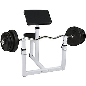 BBBuy Adjustable Arm Preacher Curl Bench Bicep Strengh Bench Seated Strenghthen Training Isolated Barbell Dumbell Biceps Station for Home Gym