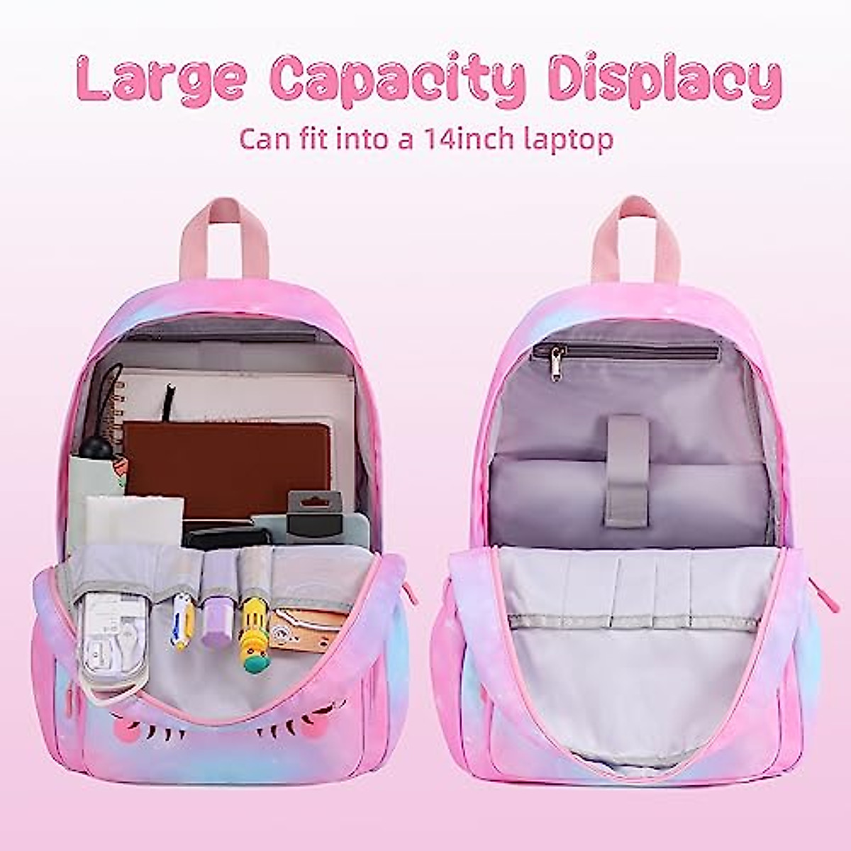 Unineovo Unicorn Backpack for Girls, Kids Preschool Kindergarten Backpacks,Cute Toddler Bookbag, School Bag for Elementary Back to School with Love Decoration