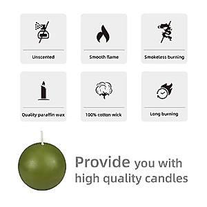 Zest Candle 12-Piece Ball Candles, 2-Inch, Sage Green