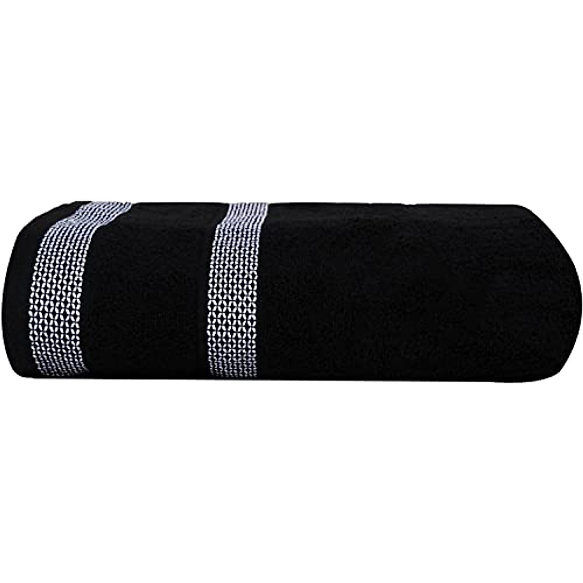 CASA COPENHAGEN Solitaire Designed in Denmark 600 GSM 2 Large Bath Towels 2 Large Hand Towels 2 Washcloths, Super Soft Egyptian Cotton 6 Towels Set for Bathroom, Kitchen & Shower - White + Black