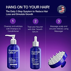 Guyology Labs Head Massager for Hair Growth - Hair Loss Shampoo Shower Brush - Soft Silicone Scalp Scrubber for Dandruff Removal - Scalp Scrub Wash Tool