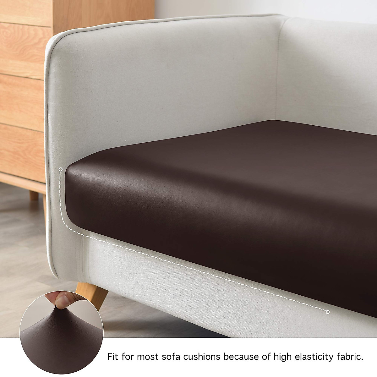 Yates Home PU Leather Couch Sofa Cushion Slipcover Water-Proof Elastic Chair RV Seat Covers Sofa Furniture Protector Slip Cover for Settee Seater Replacement in Living Room（Loveseat, Chocolate）