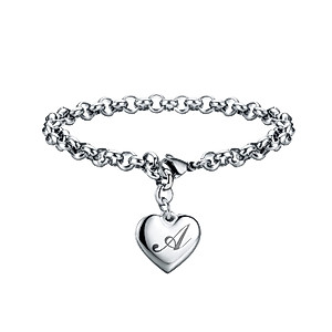 SANNYRA Charms Bracelets for Women | Heart Charm Initial Bracelet Trendy | A Letter Stainless Steel Bracelet Jewelry Confirmation Gifts Ideas for Christmas Birthday