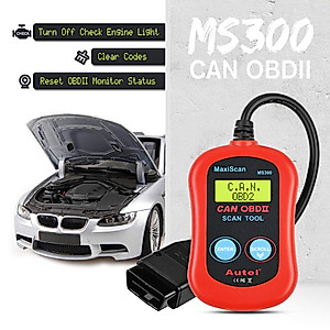 Autel MaxiScan MS300 Car OBD2 Scanner Code Reader Engine Fault Code Reader Scanner CAN Diagnostic Scan Tool for All OBD II Protocol Cars Since 1996, Red
