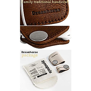 ELFRhino Earphone Organizer Genuine Leather Headphone Headset Earbuds Cord Wrap Winder Cord Manager Cable Winder Holder Keeper Manager Management(Coffee, Pack of 2)