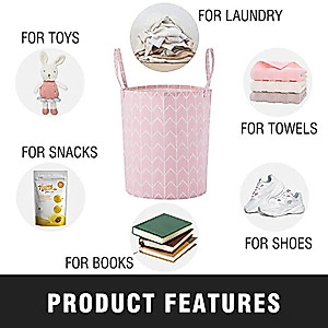 Large Storage Basket for Girls and Boys, Collapsible Laundry Hamper with Long Handles, Toy Bins for Nursery, Kids Room Décor