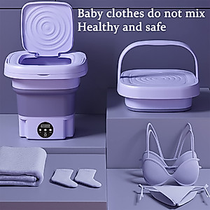 Portable Washing Machine, Mini Foldable Washer for Apartment, Laundry, Camping, RV, Travel, Underwear, Socks, Baby clothes, Lightweight and Easy to Carry (Purple)