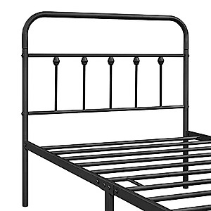Topeakmart Twin XL Size Victorian Style Metal Bed Frame with Headboard/Mattress Foundation/No Box Spring Needed/Under Bed Storage/Strong Slat Support Black