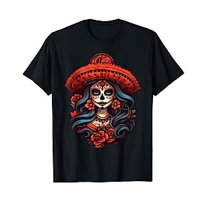 De Los Muertos La Catrina Day of the Dead Sugar Skull Women T-Shirt