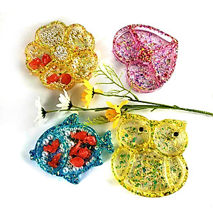 4 PCS Jewelry Tray Resin Mold,Flower Heart Fish Owl Tray Silicone Mold,Jewelry Storage Box Resin Casting Mold for DIY Epoxy Crafts