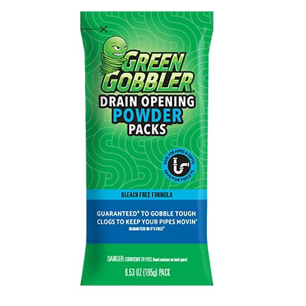 Green Gobbler Drain Clog Remover Powder PACS | Hair Clog Remover | Toilet Clog Remover | Sinks & Tub Drain Cleaner