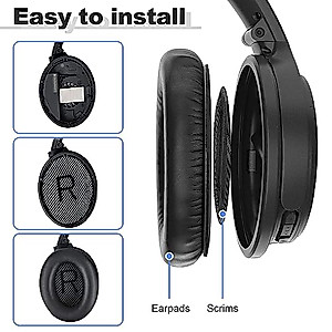 MOLOPPO Replacement Earpads Cushions for Bose QuietComfort 35 (QC35) & Quiet Comfort 35 II (QC35 ii) Headphones, Ear Pads with Softer Leather, Noise Isolation Foam, Added Thickness，Black