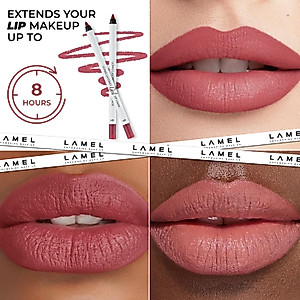 Lamel Matte Gel Lip Liner Pencil | Weightless & CreamyTexture - Sharpenable - Longwear & Waterproof - High Pigmented & Flawless Finish - Cruelty-free & Paraben-Free - 404, 1,7g/0.05oz. (Berry)