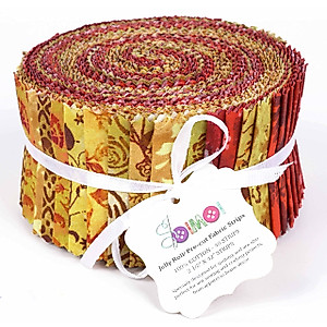Soimoi 40Pcs Batik Print Cotton Precut Fabrics for Quilting Craft Strips 2.5x42inches Jelly Roll - Red