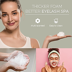 LANKIZ Eyelash Extension Shampoo,+2 Brush,Sensitive Eyelid Foam Lash Cleanser For Extension,Deep Clean Eyelash,Makeup& Mascara Remover& Spa, Professional & Self Use (100ml//Unscented/)