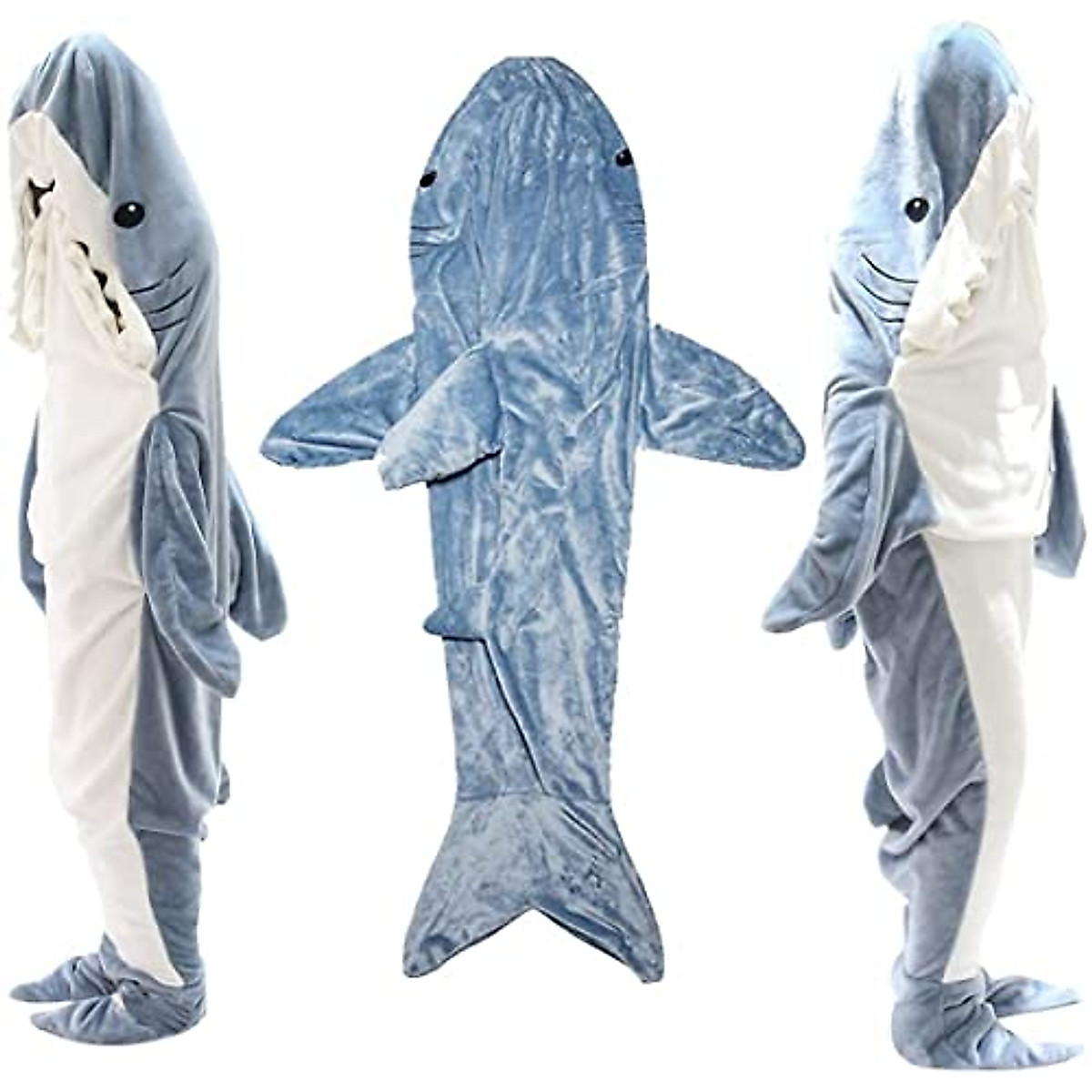Shark Blanket Hoodie Adult - Shark Onesie Adult Wearable Blanket - Shark Blanket Super Soft Cozy Flannel Hoodie Shark Sleeping Bag (39.4inches x 19.7inches(S))