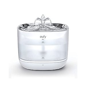 eufy Pet Water Fountain, SafeSip Pump Cat Water Fountain for Small Dogs and Cats, Dishwasher Safe Stainless Steel Cat Water Fountain, 3L Capacity, BPA-Free, Ultra-Quite, Easy to Clean