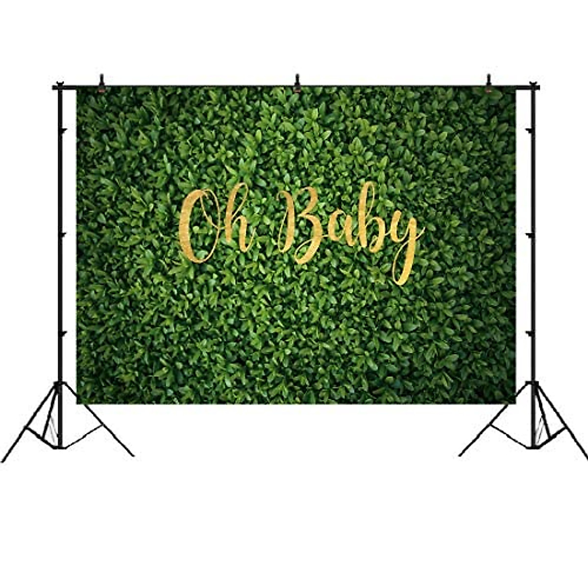 Oh Baby Green Leaves Backdrop Boy Girl Baby Shower Photography Background Newborn Announce Pregnancy Birthday Party Decorations Supplies Banner Photo Studio Props 7x5ft