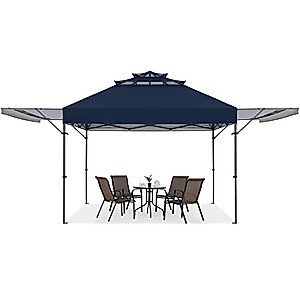 COOSHADE 10x17 Instant Canopy Tent 3-Tier Pop Up Canopy with Ventilation and Adjustable Dual Half Awnings(Navy Blue)