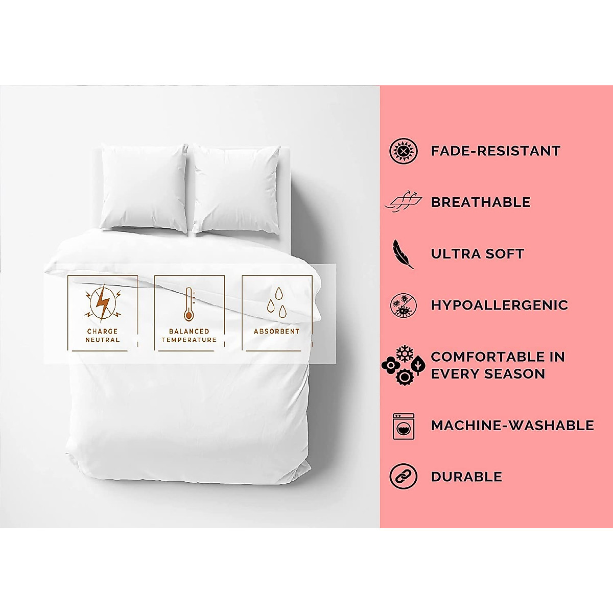 Premium Quality 120x120 Super King Plus White Solid Duvet Cover Set Zipper Closure & Corner Ties Easy Fit,Breathable 800-TC Ultra Soft Pillow Sham 2pc 100% Soft Egyptian Cotton