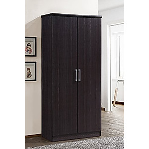 HODEDAH IMPORT Furniture 2 Door Wardrobe with Adjustable/Removable Shelves & Hanging Rod, Chocolate
