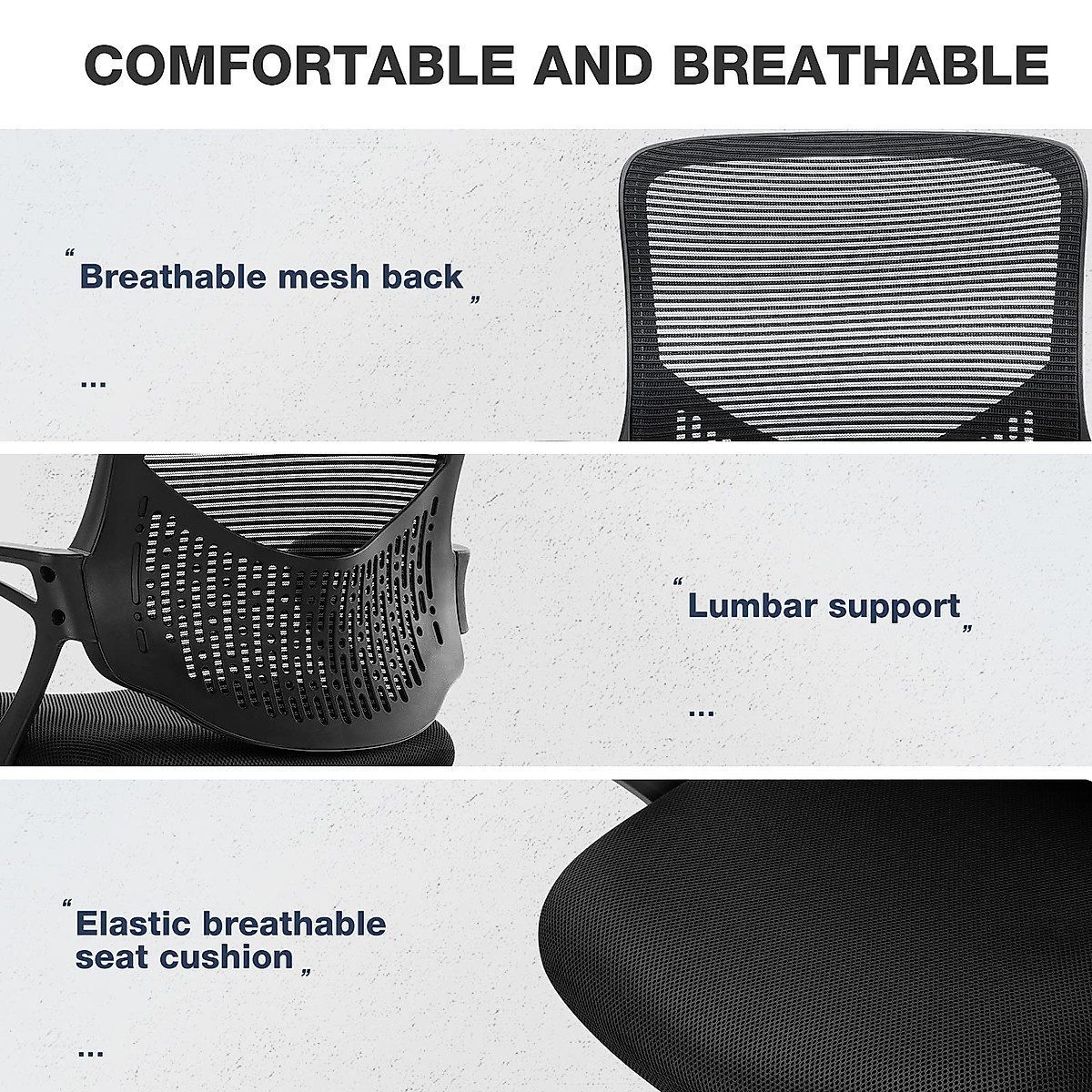 JHK Tall, Standing, Counter Computer, Mid-Back Mesh Office Drafting Chair with Armrests, Height Adjustable Foot Ring for Adults, Black