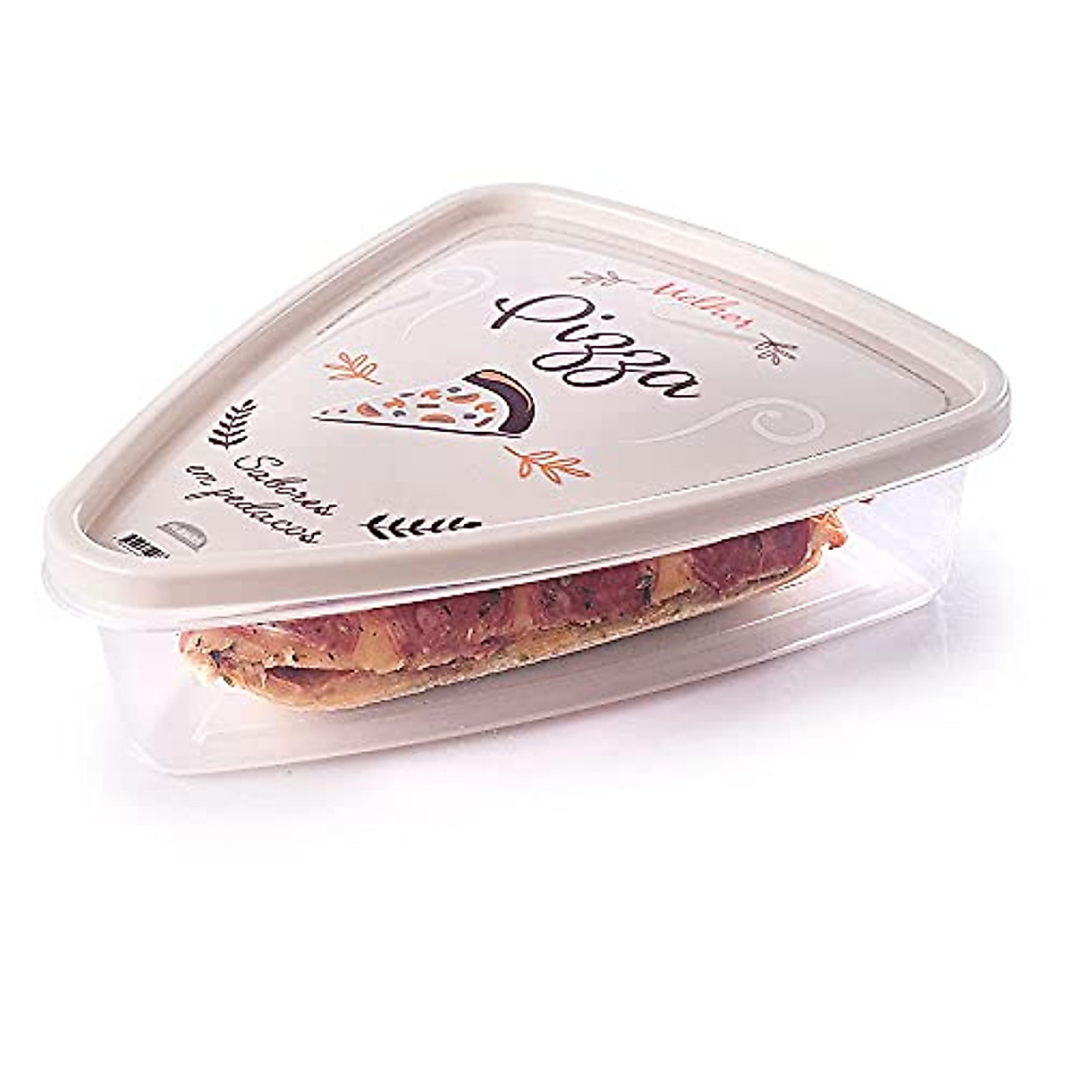 Pizza Slice Container Storage with Lids. Tray, Holder and Saver. 4 Plastic Packs to go. The Best Idea to Serve Pizza to Your Kids. (4, Fendy)
