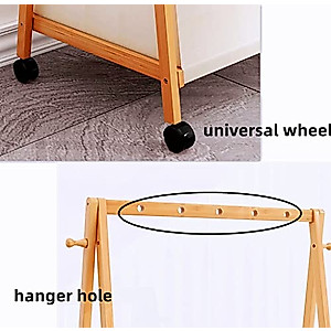 GLISOO Bamboo Garment Rack, fabric storage & Coat Clothes Hanging with 4-Tire Box Racks with Clothing Storage Organizer for For Entryway and Bed Room Patented Design