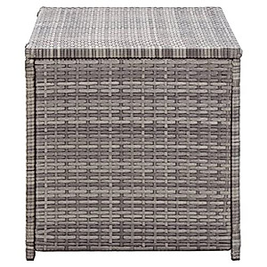 loibinfen Patio Storage Box Poly Rattan 39.4"x19.7"x19.7" Gray Patio Garden Outdoor Storage Container for Toys, Furniture Deck Box (Weight:22.05 lbs)