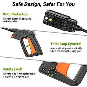 Rock&Rocker Electric Pressure Washer, Power Washer 2150 PSI 1.6 GPM Portable Car Washer Machine with Adjustable Spray Nozzle, Foam Cannon, Ideal for Home/Car/Driveway/Patio Cleaning, Orange (HX13S)