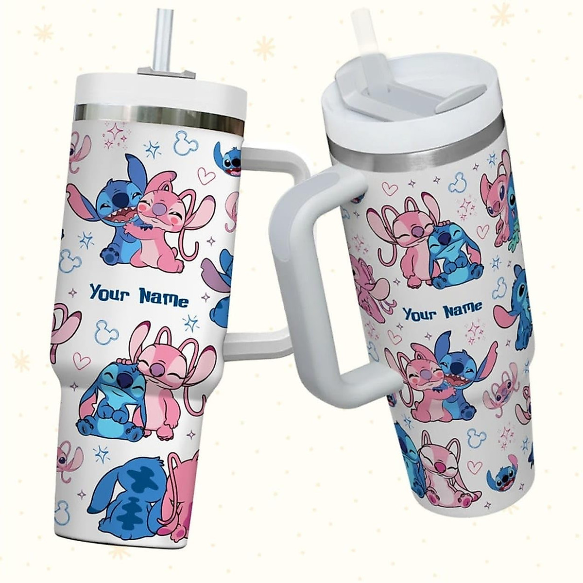 Generic Stitch Cups for Girls 40oz Cartoon Tumbler with Lid and Straw Vasos De Stitch Adult Sippy Travel Mugs with Handle Double Wall Vacuum Insulated Water Bottle Stitch Gifts