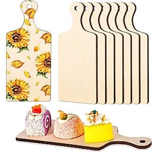 8 Pcs Mini Wooden Cutting Board with Handle 9.45 x 3.54 Inch Thicken Wooden Chopping Board Small Paddle Charcuterie Board Cooking Butcher Block Serving Board Cutting Board for Kitchen Cheese Crafts