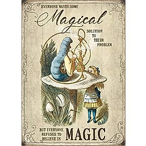 Wallors Alice in Wonderland - Magical Solution Wall Decor Personalized Plaques Poster for Man Cave Cafe Bar Metal Signs Vintage Tin Sign 8" w x 12" h
