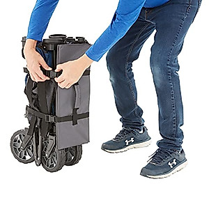 Gorilla Carts 7 Cubic Feet Foldable Collapsible Durable All Terrain Utility Pull Beach Wagon with Oversized Bed and Built in Cup Holders, Blue