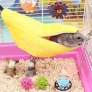 ISMARTEN Banana Hamster Bed House Hammock Small Animal Warm Bed House Cage Nest Hamster Accessories for Sugar Glider Hamster Small Bird Pet (Banana)
