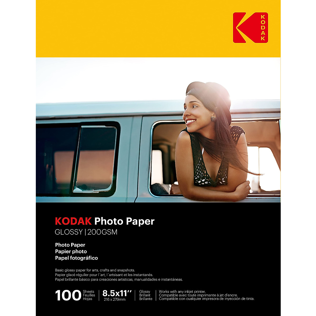 Kodak Photo Paper, 8.0 mil 200GSM, Glossy, 8-1/2 x 11, 100 Sheets/Pack