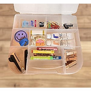 2 Pack Stackable Clear Plastic Organizer Box with Dividers for Legos, Arts & Crafts, Fishing Tackle and Jewelry, 7.625x6.75x2.25-in