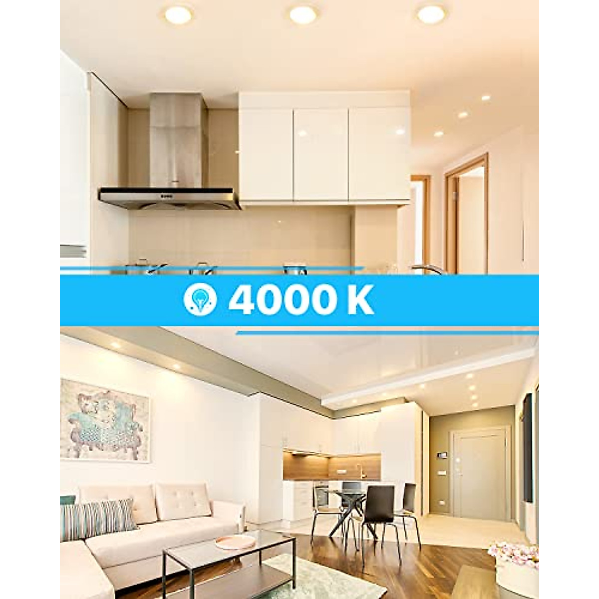 Ensenior 24 Pack 6 Inch Ultra-Thin LED Recessed Ceiling Light with Junction Box, 4000K Cool White, 12W 110W Eqv, Dimmable Can-Killer Downlight, 1050LM High Brightness - ETL and Energy Star Certified