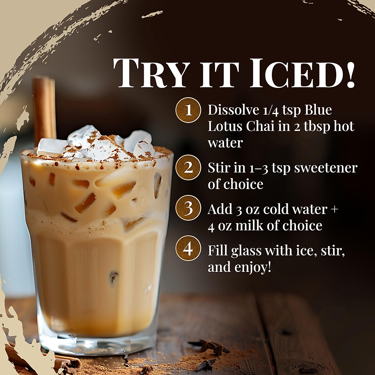 Blue Lotus Chai - Traditional Masala Chai - Makes 100 Cups - 3 Ounce Masala Spiced Chai Powder with Organic Spices - Instant Indian Tea No Steeping - No Gluten