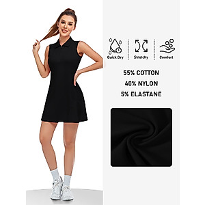MoFiz Women's Golf Tennis Polo Dress Sleeveless Zip Up Lightweight Quick Dry Moisture Wicking Athletic Sports Workout Black M