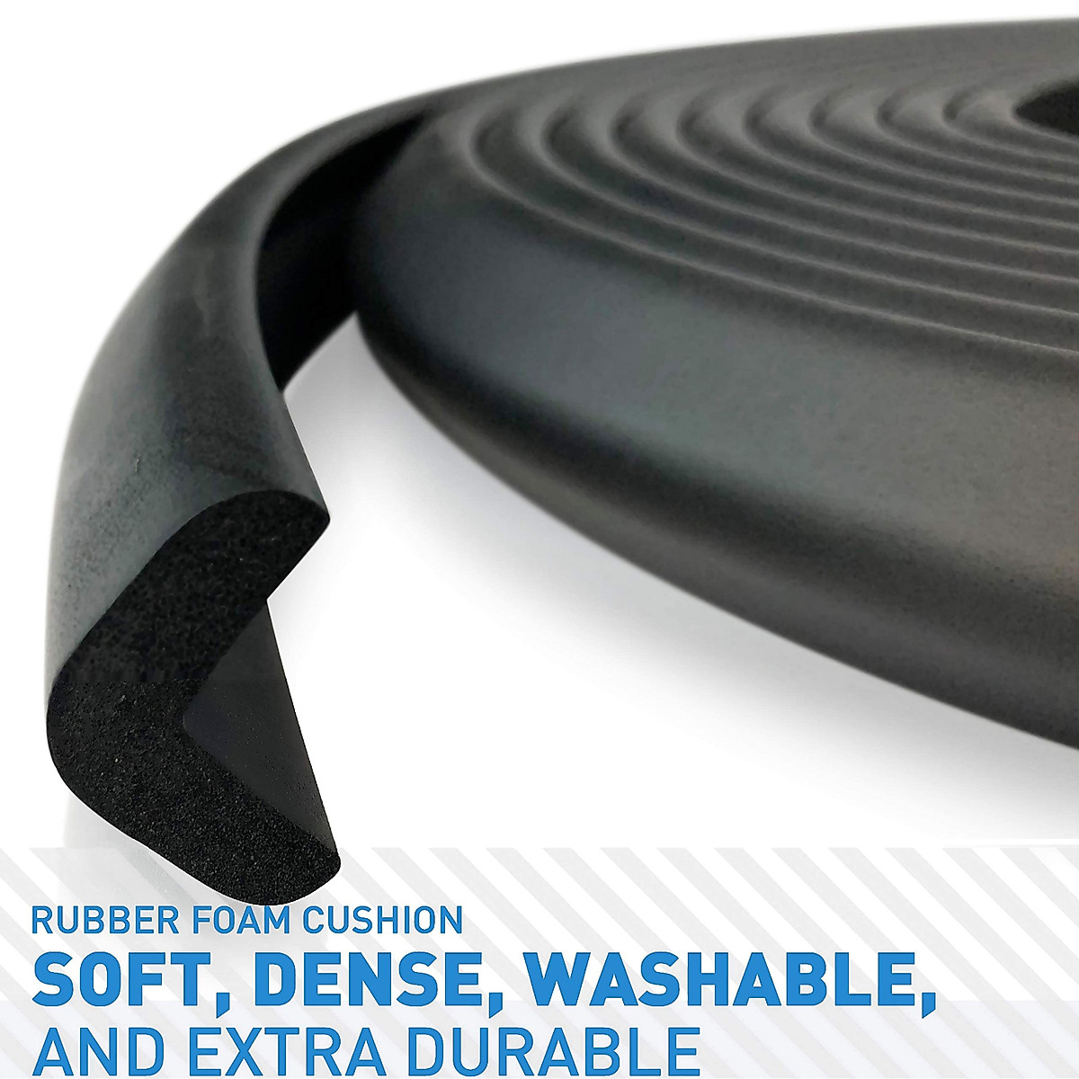 Furniture Edge and Corner Guards | 16.2ft +20.4ft Protective Foam Cushion |36ft Bumper 12 Adhesive Corners | Baby Child Proofing Set NonToxic and Safe for Table, Fireplace, Countertop | Black