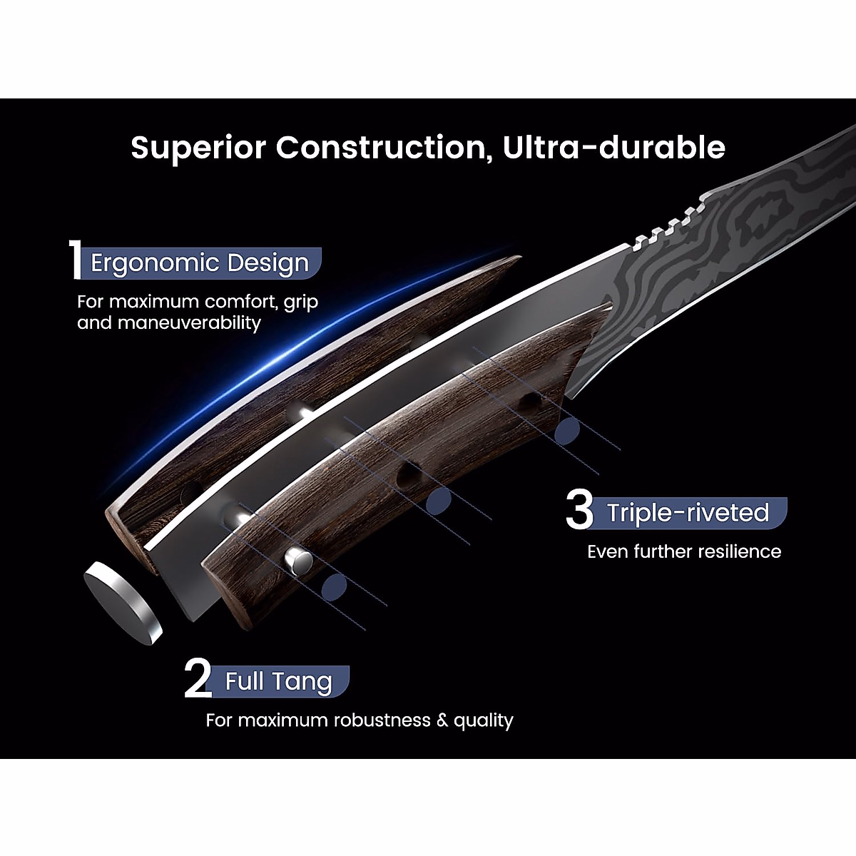 SYOKAMI Boning Knife for Meat Cutting, 6.7 Inch Japanese Style Fillet Knife with Wood Handle, High Carbon Razor Sharp Flexible Blade Deboning Knife, Damascus Pattern Full Tang Design Ideal for Gift