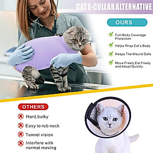 Idepet Cat Surgery Recovery Suit Kitten Onesie for Cats After Surgery Female Breathable Kitty Spay Suit for Abdominal Wound Skin Diseases E-Collar Alternative Wear(Purple,M)