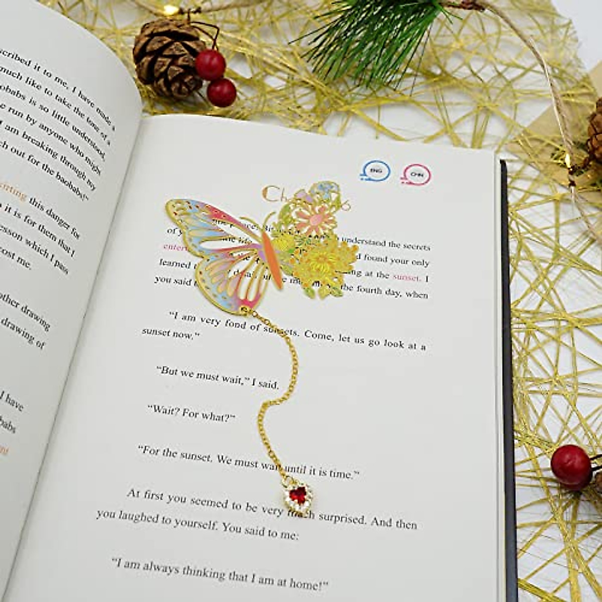 KIZOSA Metal Butterfly Flower Bookmark and Unique Deer Bookmark Bundle