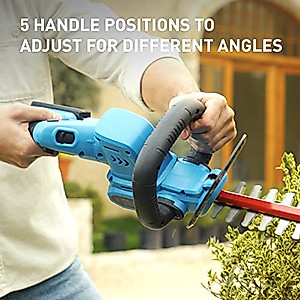 WISETOOL Cordless Hedge Trimmer, 20V Electric Bush Trimmer with 22" Dual-Action Blades, 3/4" Cutting Capacity, Shrub Trimmer Include 2.0Ah Battery, Fast Charger and Protection Glasses