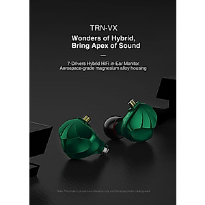 FEDAI TRN VX in Ear Earphone, 1DD+6BA Hybrid Driver 10mm Dual-Magnet DD HiFi in-Ear Earphones,Hybrid Driver HiFi in Ear Monitor with Magnesium Alloy Housing 0.75mm 2 Pin Cable (Without Mic, Green). …