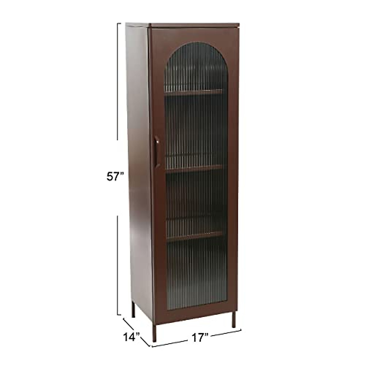 Creative Co-Op Solstice Metal Cabinet with Arched Glass Door, Brown