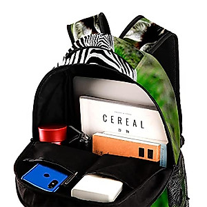 Zebra Pattern Large Backpack for Boys Girls SchoolBag with Multiple Pockets Canvas, 29.4x20x40cm/11.5x8x16 in