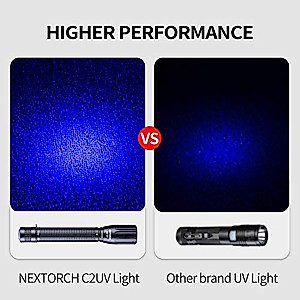 NEXTORCH 405nm uv Light UV Led Blacklight Flashlights Detector Ultraviolet Pocket-Size LED Torch for Pets Urine and Stains Find Stains on Carpet, Rugs 3D Printed Resin C2UV (405nm UV)